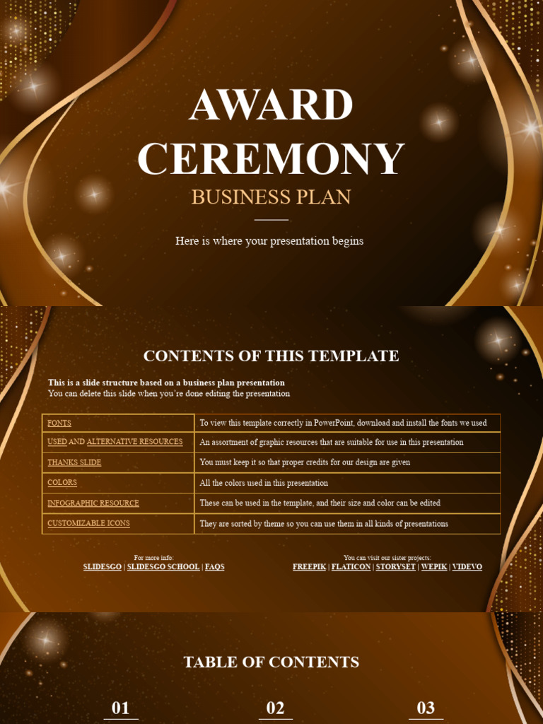 Award Ceremony Business Plan by Slidesgo | PDF | Planets | Planets In ...