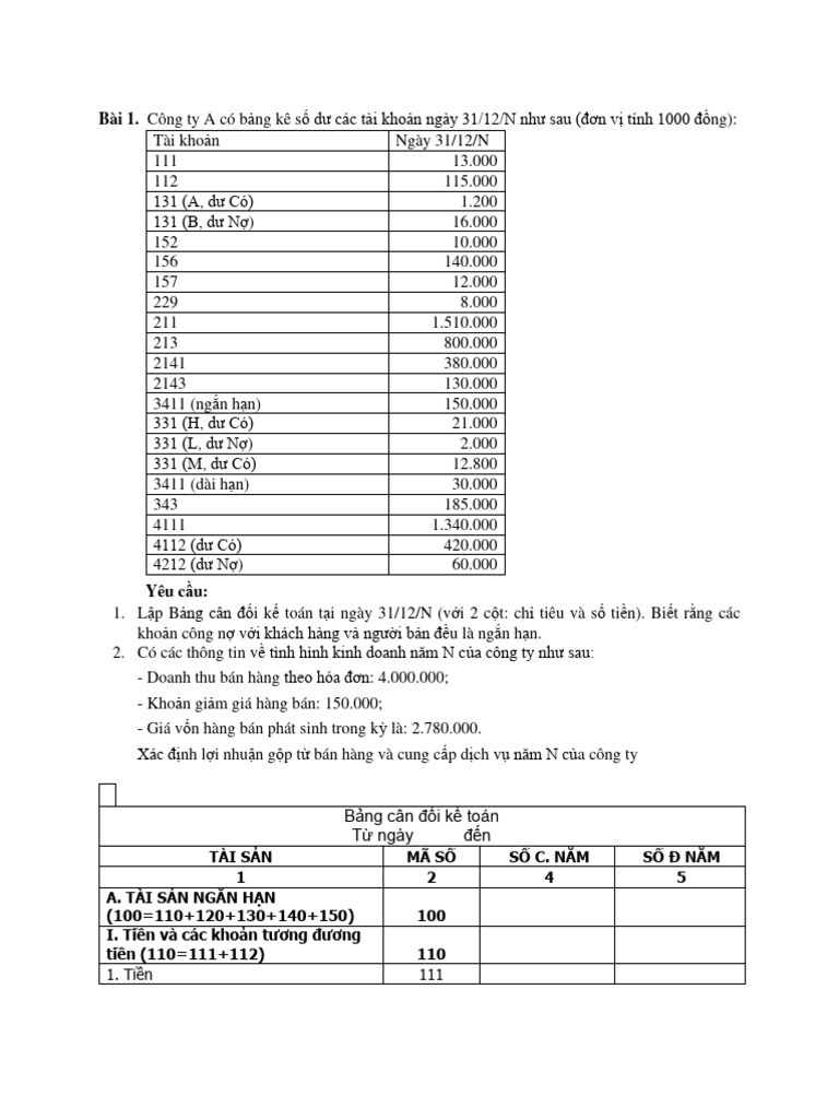 Bài Tập Hợp Nhất BCTC | PDF