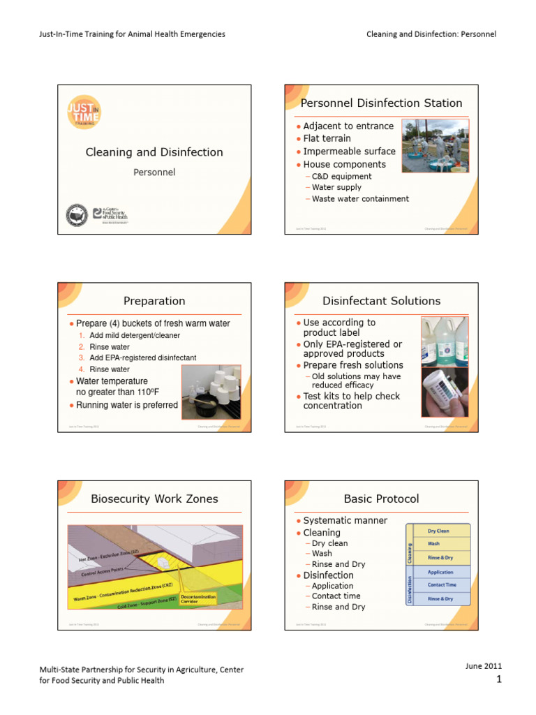 05 Cleaning and Disinfection Personnel JIT PPT 6slide HANDOUT | PDF