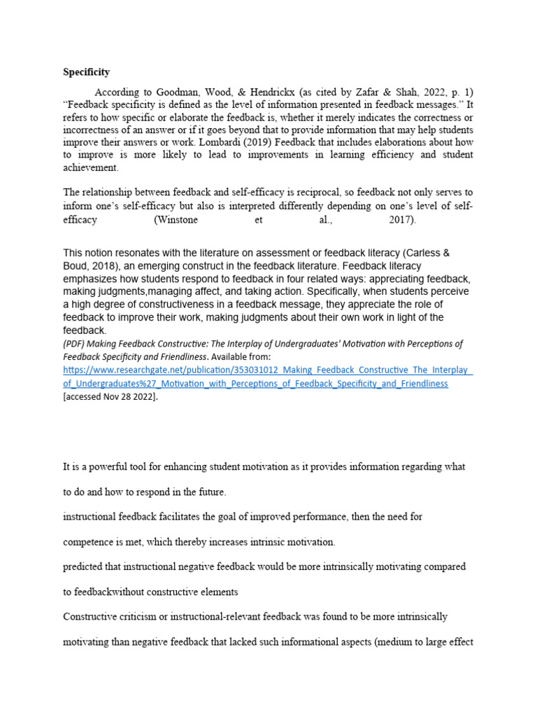 Specificity | PDF | Self Efficacy | Educational Psychology