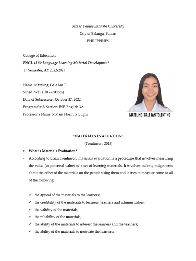 1 Materials-Evaluation MATELING | PDF