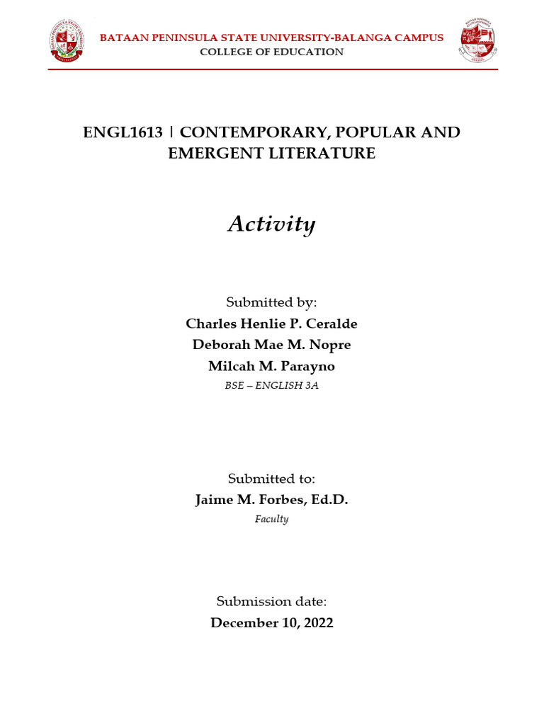 ConPop Activity 1 Ceralde Nopre Parayno BSE ENG 3A | PDF