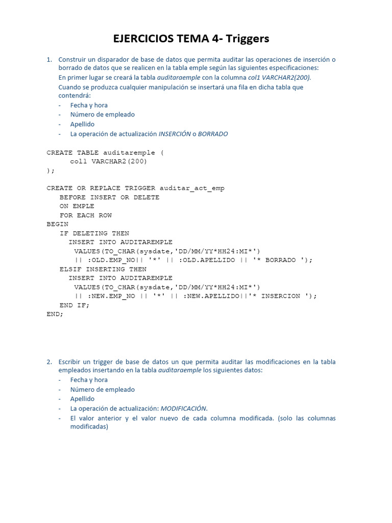 Ejercicios Tema4 - Solucion | PDF | Bases de datos | Software de gestión de datos