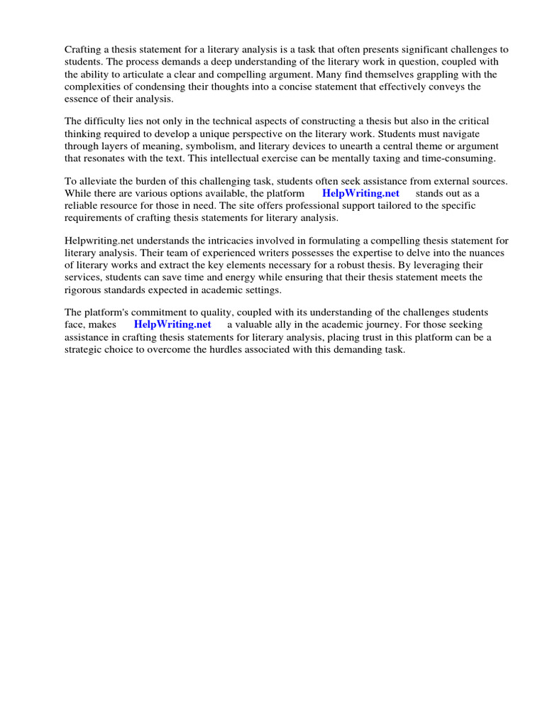 Writing Thesis Statements Literary Analysis | PDF | Essays | Poetry