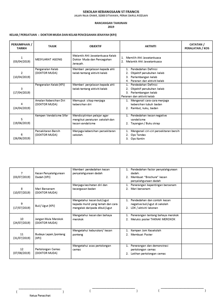 rancangan tahunan KPJ 2022 2023 | PDF