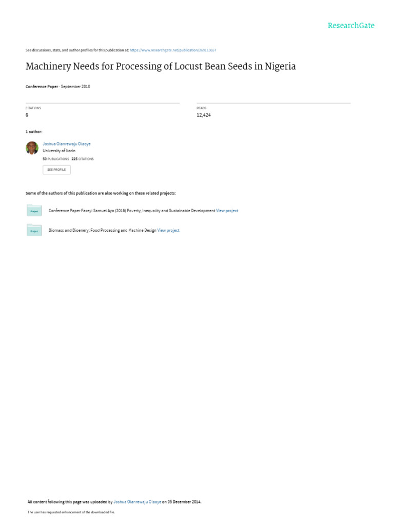 Processing Needs for Locust Bean Seeds | PDF | Technology & Engineering