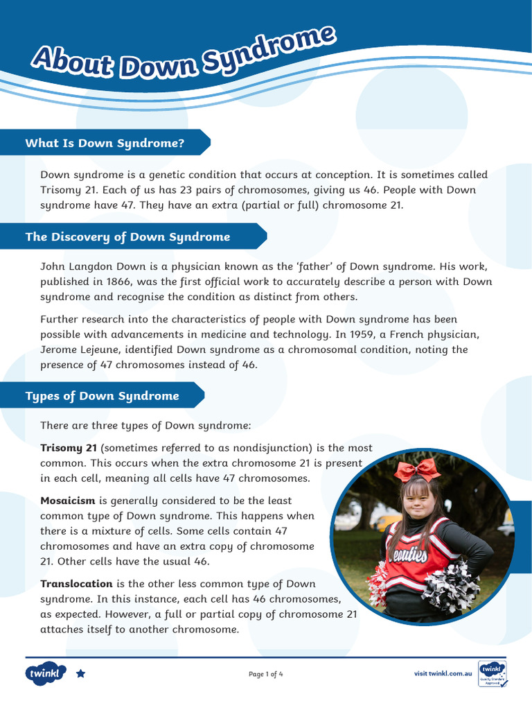 Down Syndrome Day Awareness Worksheets | PDF | Down Syndrome | Chromosome