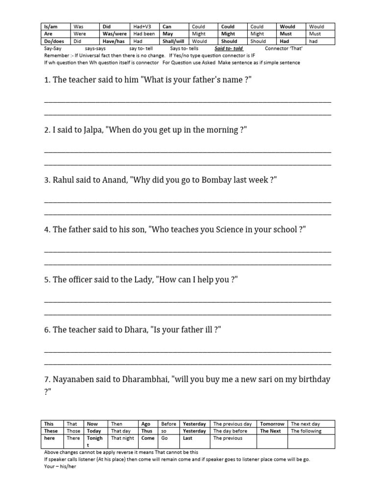 Reported Speech Interrogative Sentence | PDF