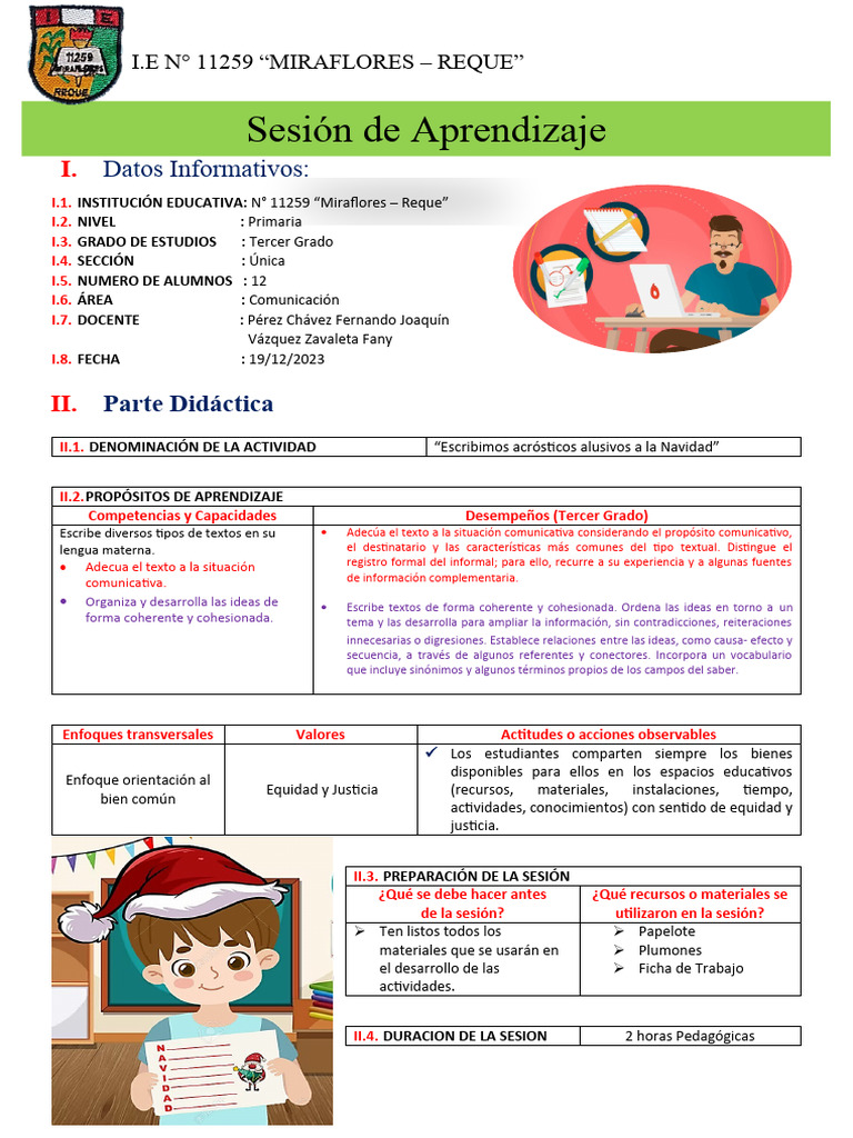 Sesion de Aprendizaje Modelo - Comunicacion | PDF | Aprendizaje | Modificación de comportamiento