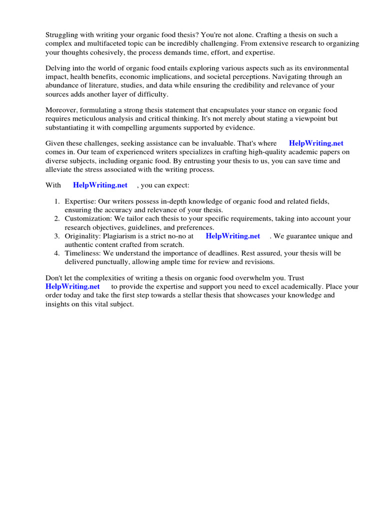 Organic Food Thesis Statement | PDF | Organic Foods | Fertilizer