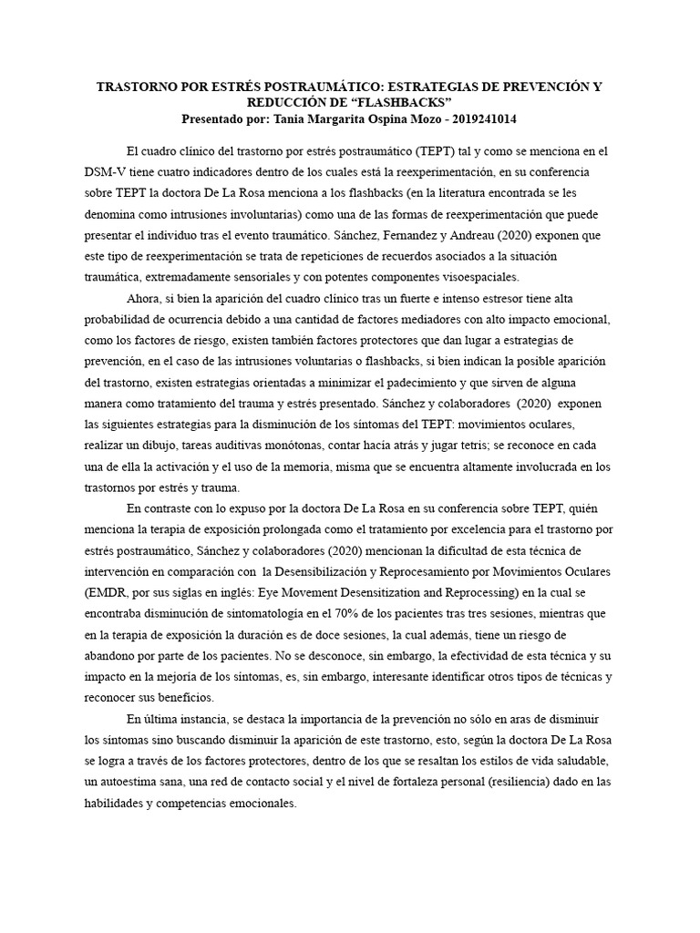 TEPT ESTRATEGIAS DE PREVENCIÓN | PDF | Medicina | Ciencias del comportamiento