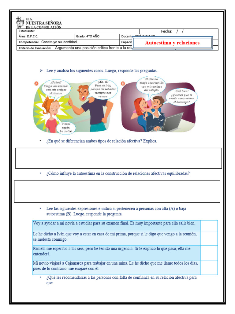 Autoestima y relaciones afectivas en jóvenes | PDF | Relaciones ...