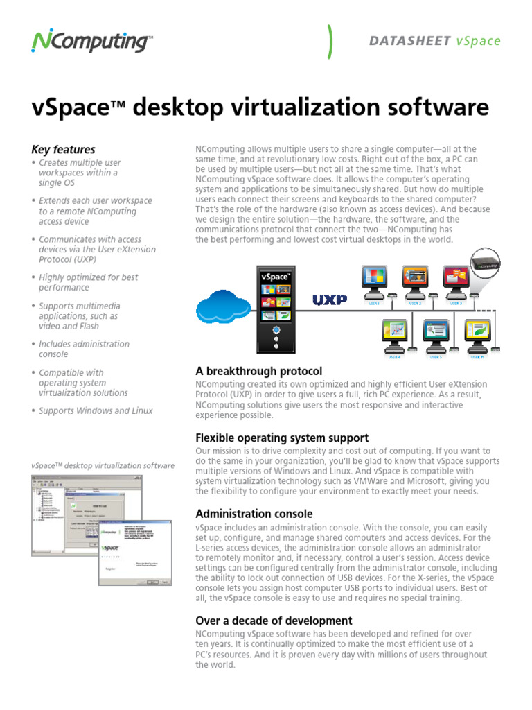 Datasheet Vspace | PDF | Virtualization | Operating System