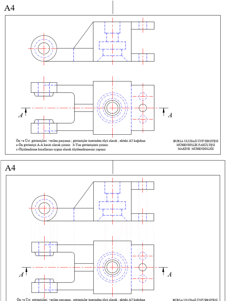 Müh - Fak. Kesit Görünüş Çizimi Parça 1çizilmiş Hali | PDF