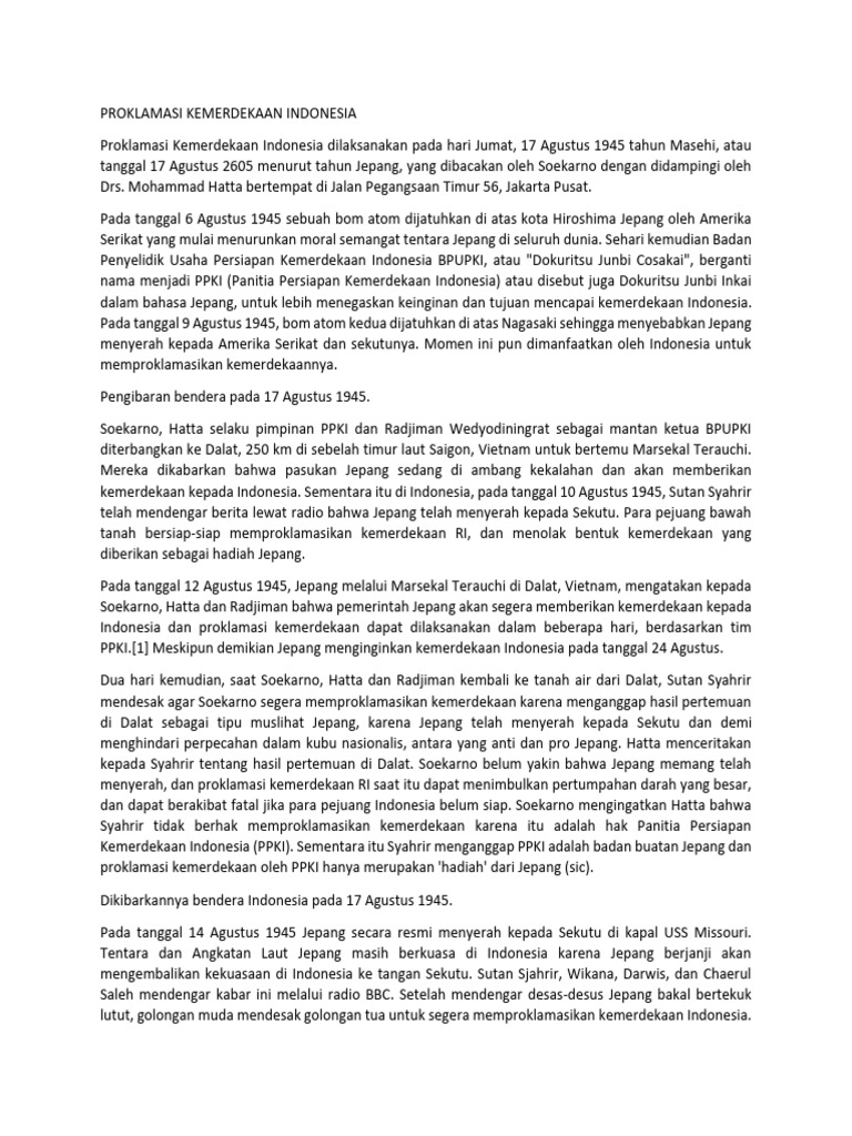 PROKLAMASI KEMERDEKAAN INDONESIA | PDF