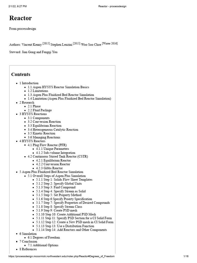 Aspen HYSYS Reactor Simulation Guide | PDF | Chemical Reactor ...