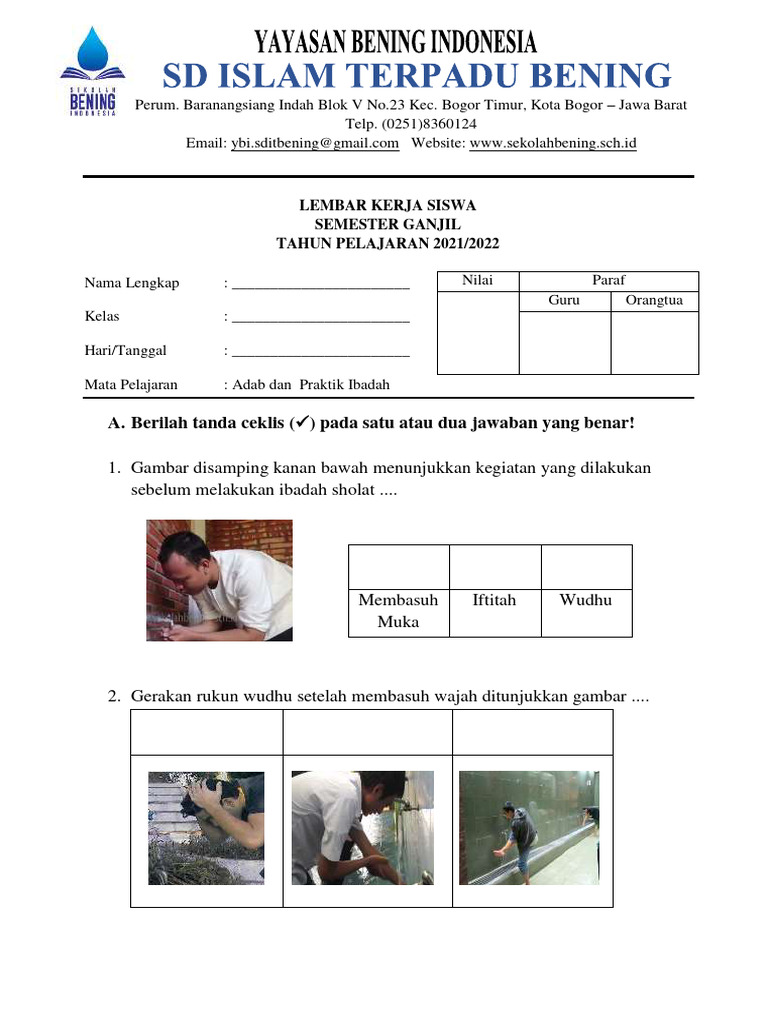 Lembar Kerja Adab dan Ibadah Siswa | PDF | Karier & Perkembangan ...
