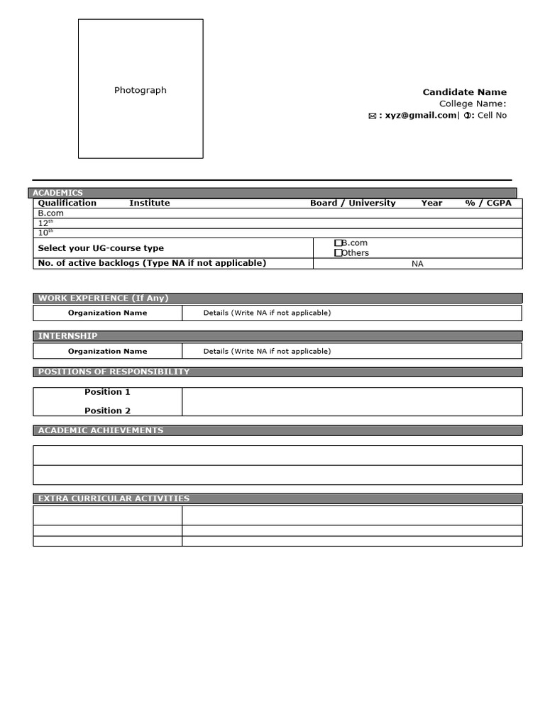 4 - Editable Resume Format | PDF