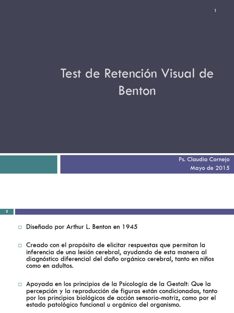 Test Benton: Evaluación Cognitiva Visual | PDF | Cociente de ...