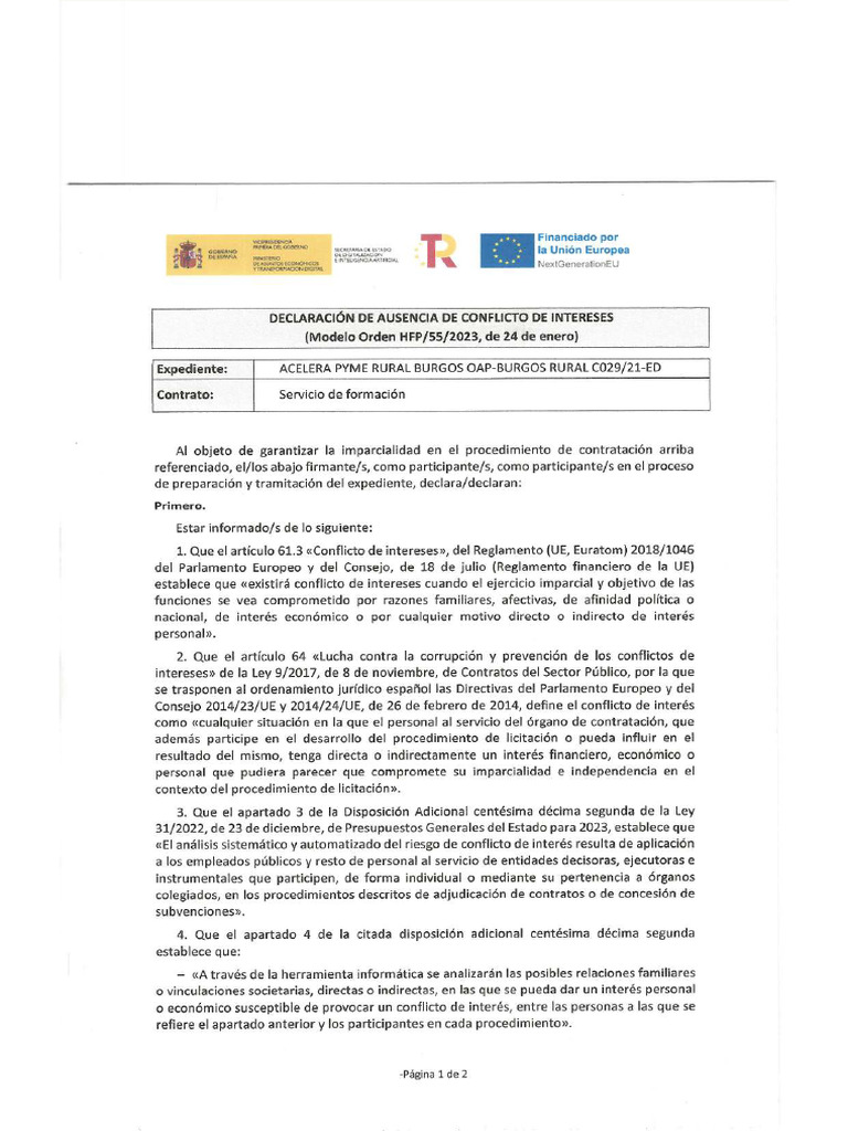 DACI Modelo Orden HFP-55-2023 | PDF