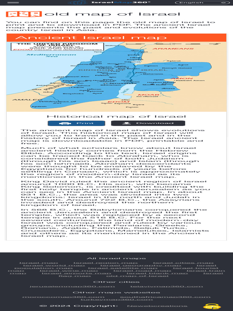 Old Map of Israel Ancient and Historical Map of Israel | PDF