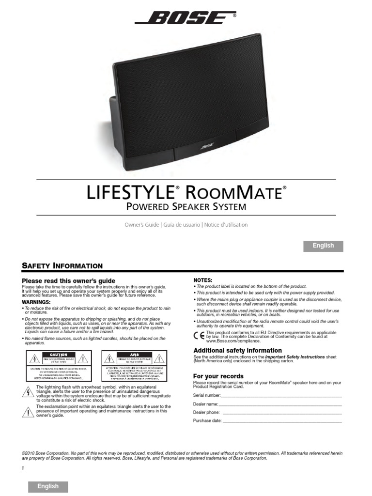 Bose Lifestyle Roommate | PDF | Electrical Connector | Loudspeaker