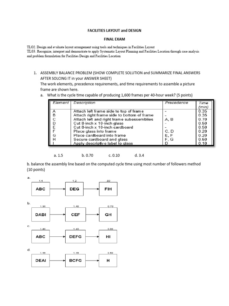 Facilities and Layout Exam | Download Free PDF | Computing | Applied Mathematics