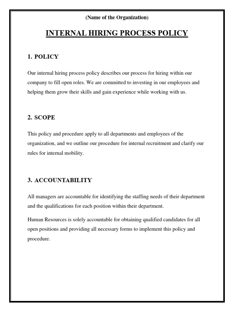 Internal Hiring Process Policy | PDF | Recruitment | Human Resources
