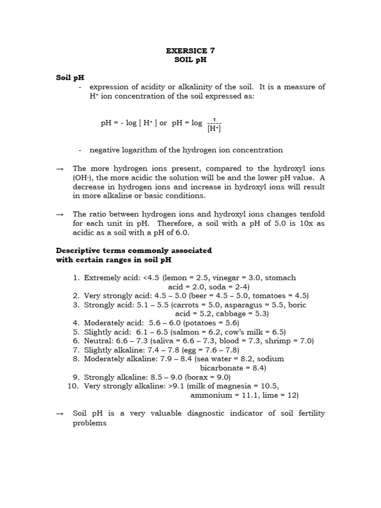 Exercise 7 Soil PH | PDF | Ph | Soil