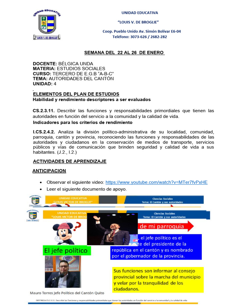 Tema 2 Autoridades Del Cantón | PDF