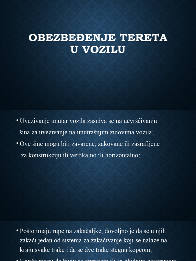 Teret U Transportu II - Obezbjeđenje Tereta Na Vozilu | PDF