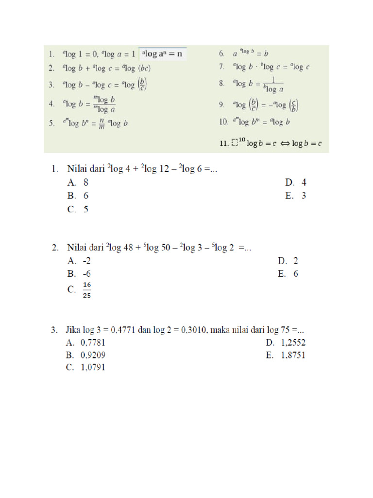 Soal Logaritma | PDF