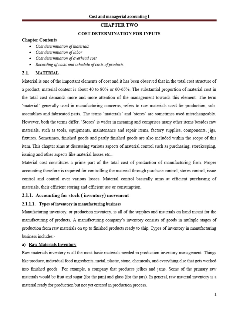 Cost CH Two | PDF | Piece Work | Inventory