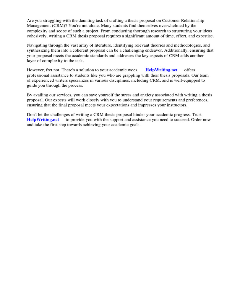 Customer Relationship Management Thesis Proposal | PDF | Customer ...