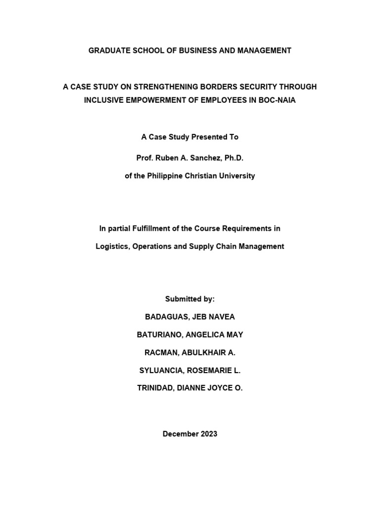 A Case Study On Strengthening Customs Borders Security Through ...