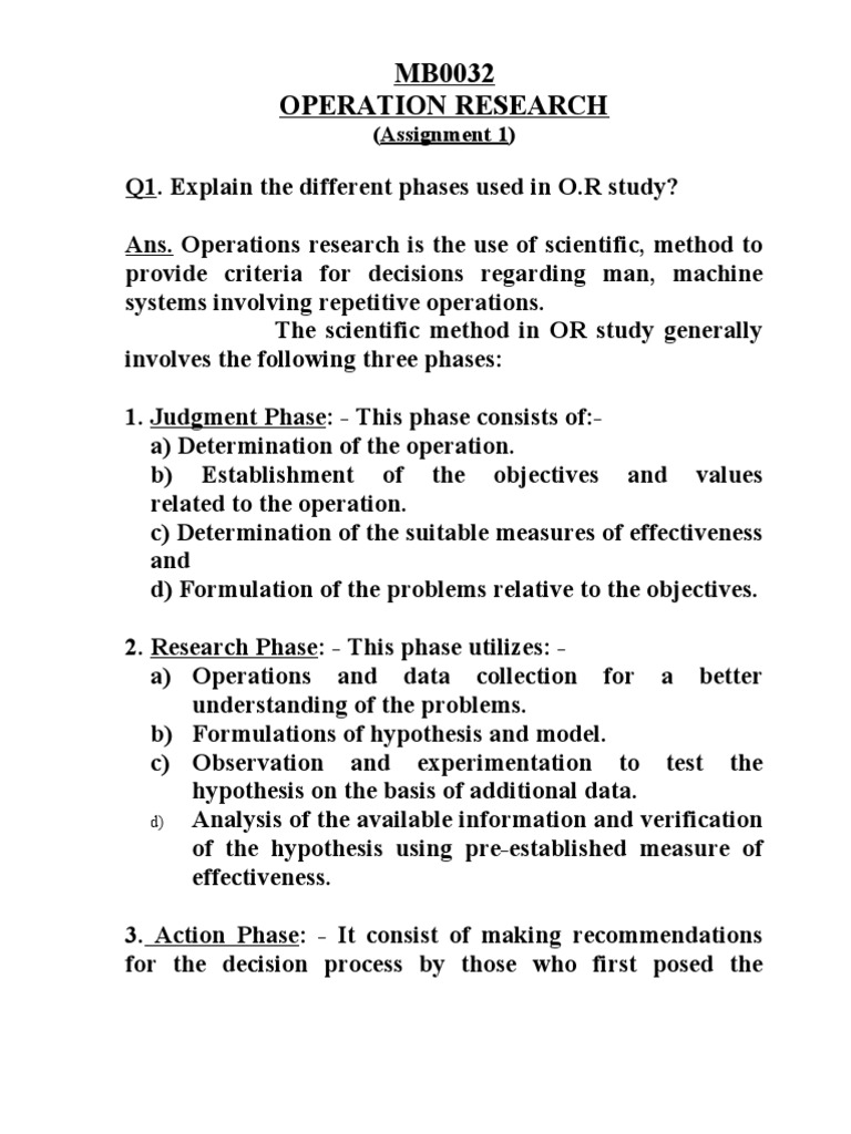 An Operations Research Assignment Containing Linear Programming Problems and Solutions Using ...