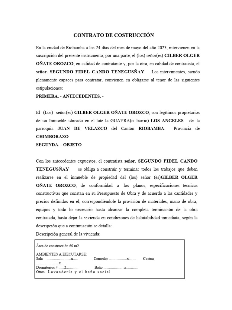 CONTRATO DE COSTRUCCIÓN | PDF