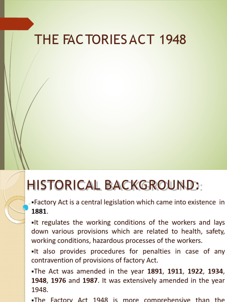 Factories Act | PDF | Occupational Safety And Health | Well Being