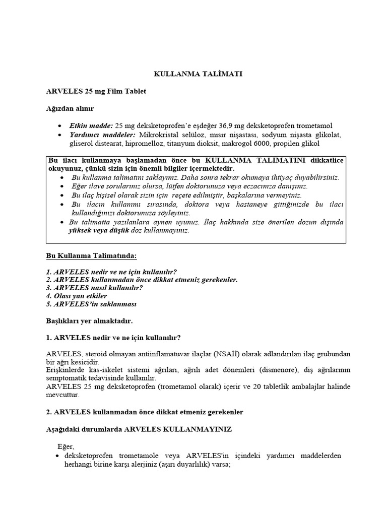 8538 Arveles 25 MG Film Tablet KT | PDF