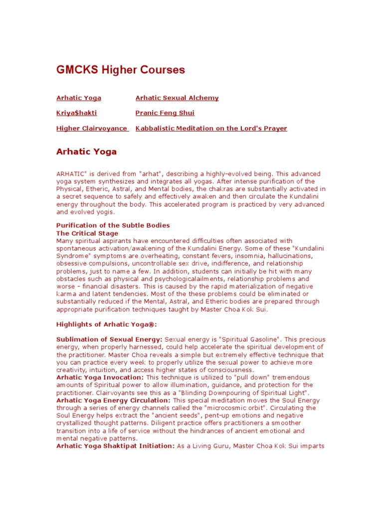 GMCKS Higher Courses | PDF | Kundalini | Chakra