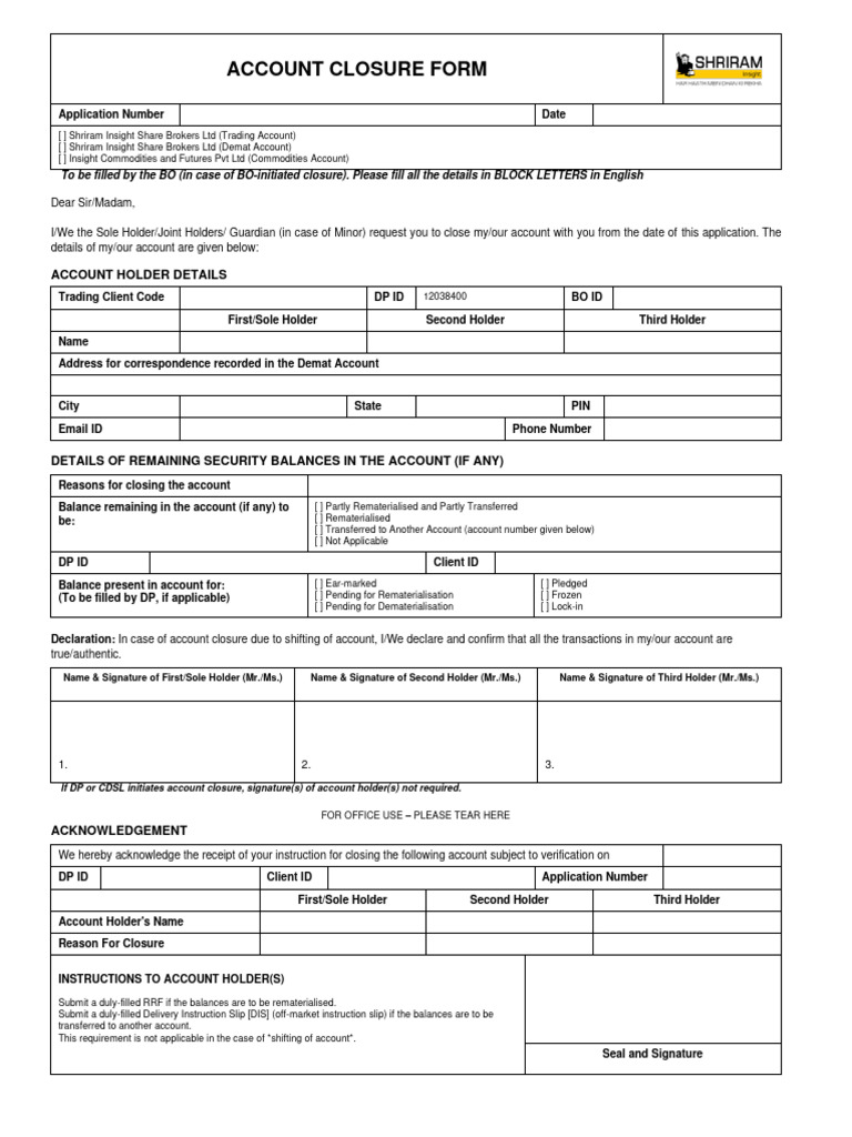 DP Closing Form | PDF | Service Industries