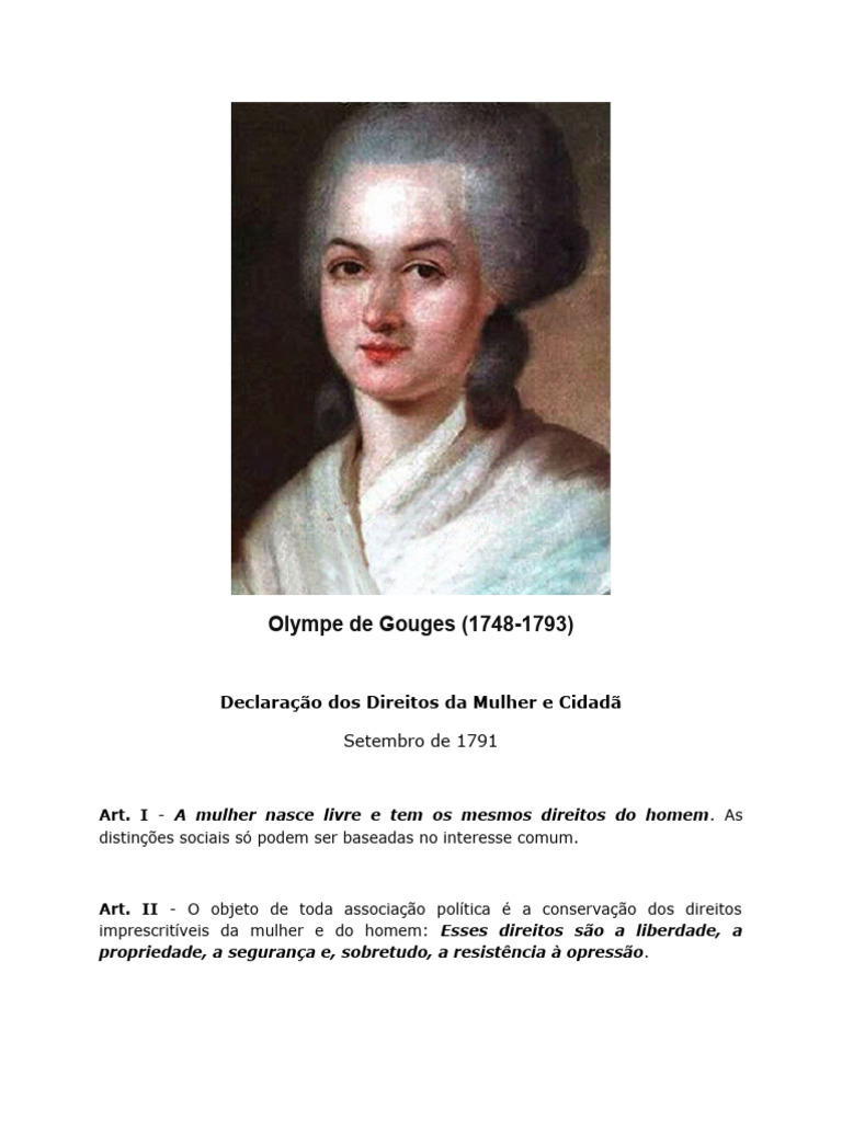 Olympe de Gouges | PDF | Revolução Francesa | Teorias políticas