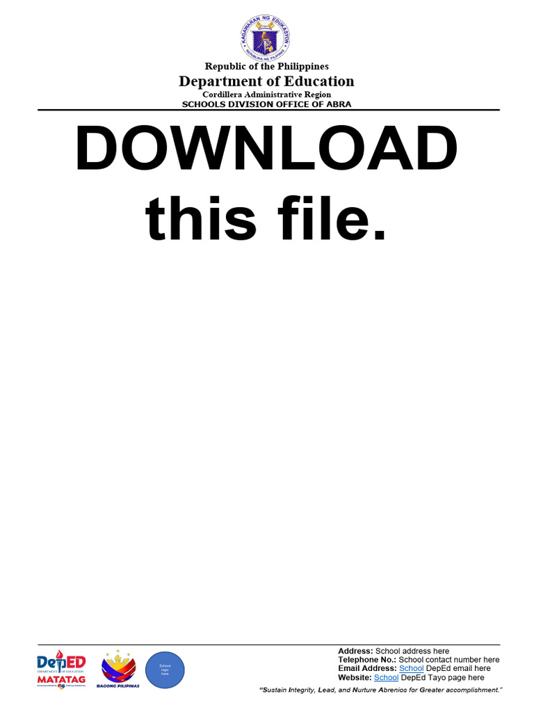 School Document Matatag Template - Portrait | PDF