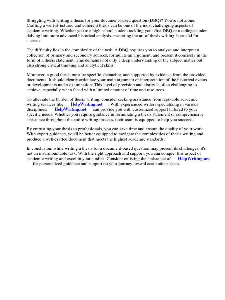 How To Write A Document Based Question Thesis | PDF | Thesis | Essays