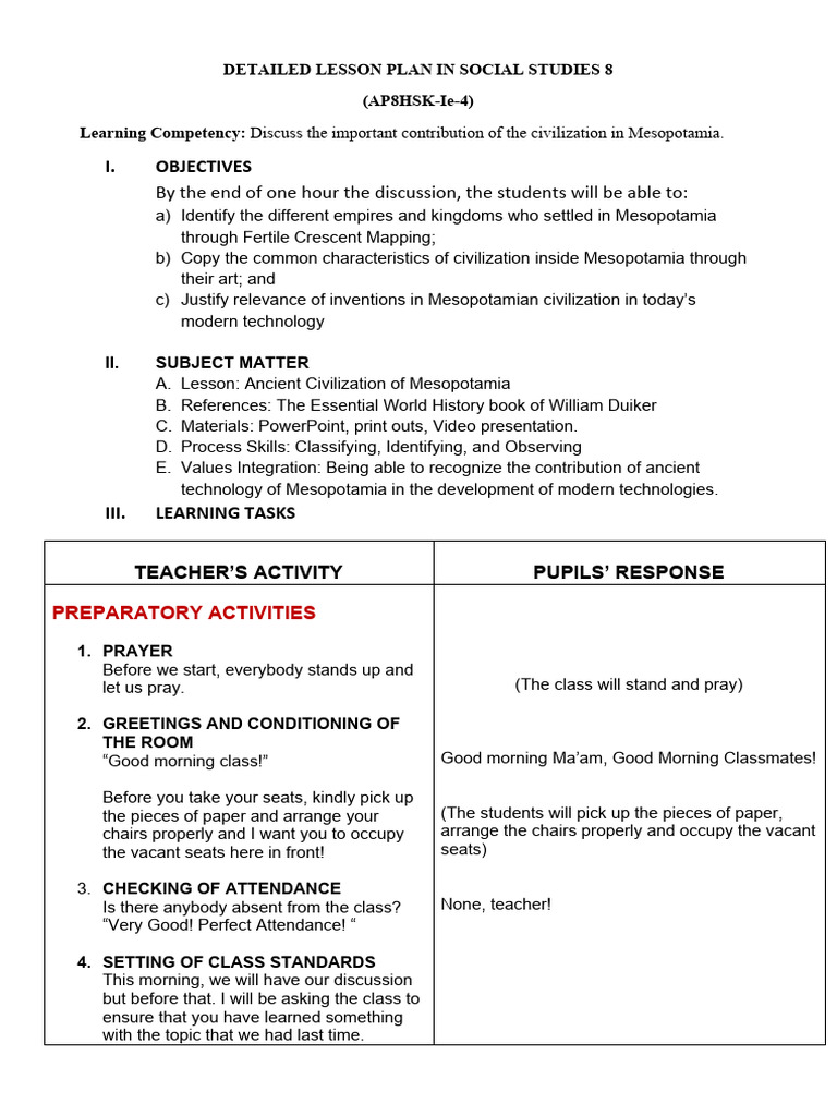 Detailed LP Sample | PDF | Mesopotamia | Civilization