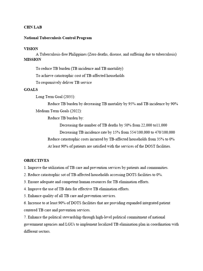 CHN-Lab-Tuberculosis | PDF | Tuberculosis | Clinical Medicine