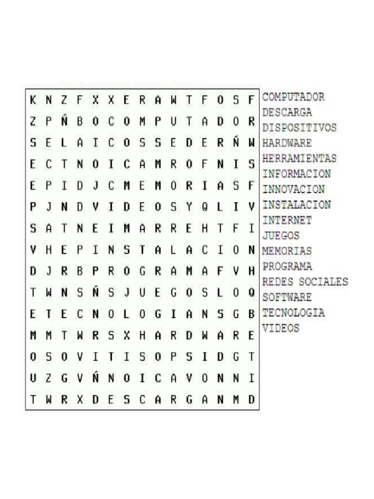 Sopa de Letras Tecnologias | PDF