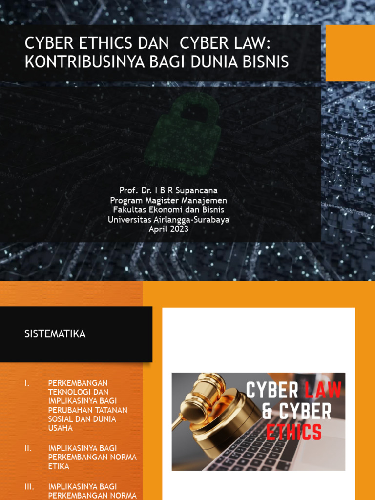 Cyber Ethics and Cyber Law - MM Unair, April 2023 | PDF