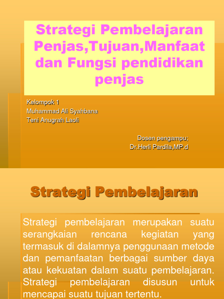 Strategi Pembelajaran Penjas | PDF