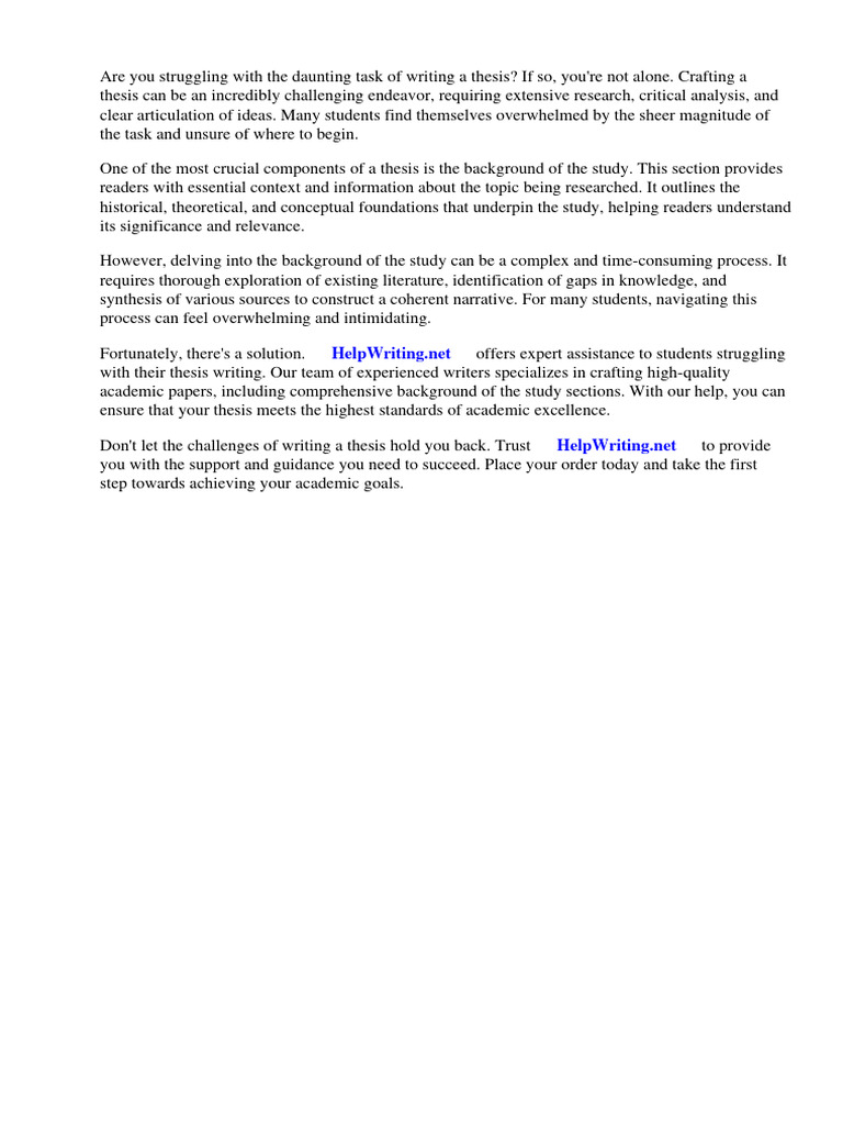 Thesis Background of The Study Meaning | Download Free PDF | Theory ...